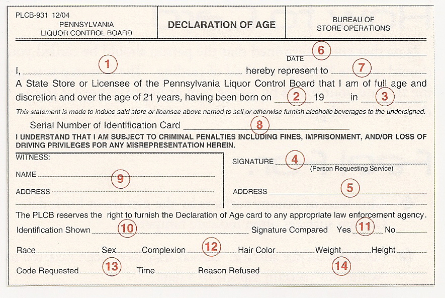 PLCB 931 Declaration of Age Card | Certified RAMP Trainer Crystal Hartz